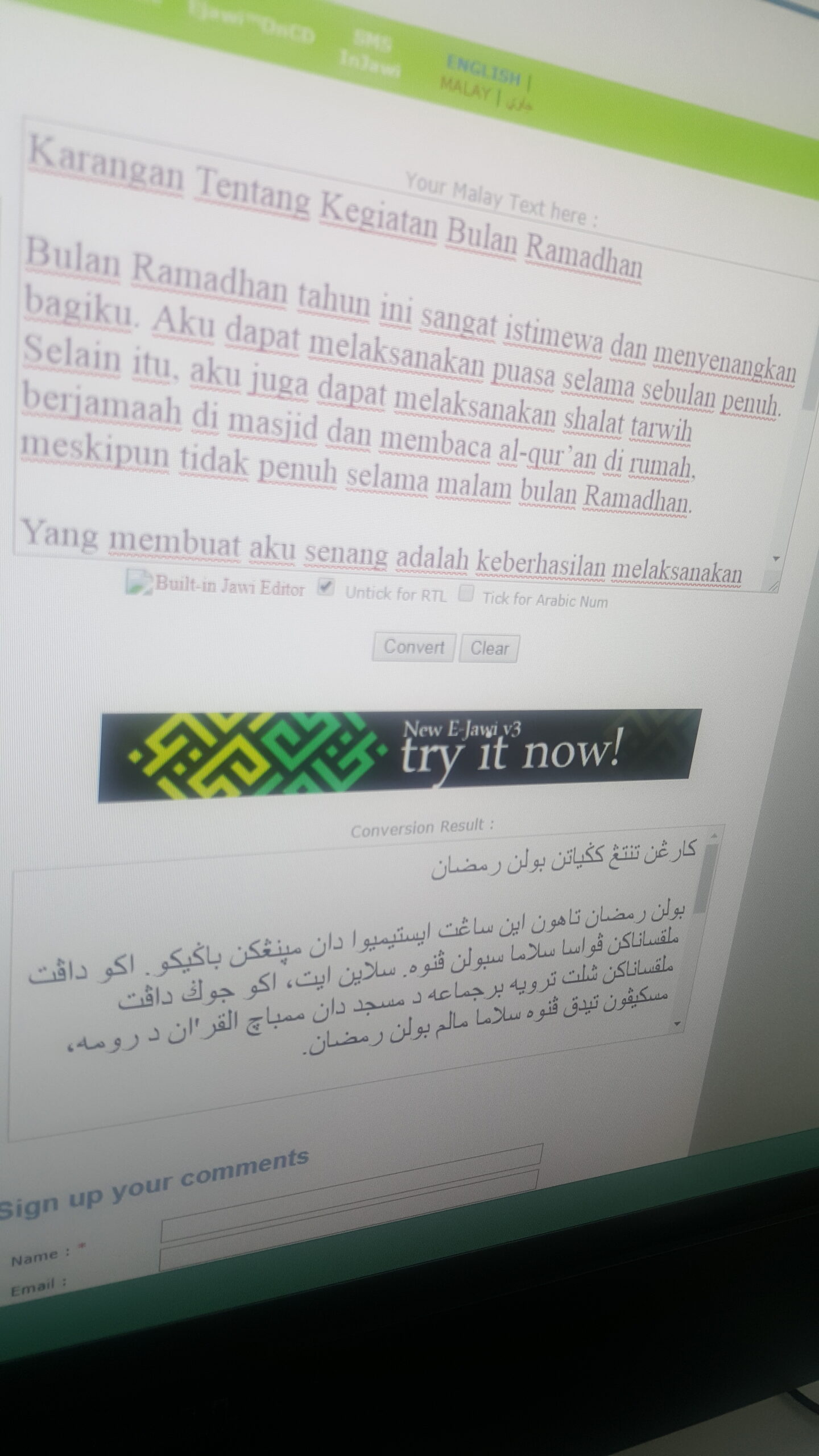 Kelas Pembikinan Karangan Jawi – NADI Taman Bunga Raya